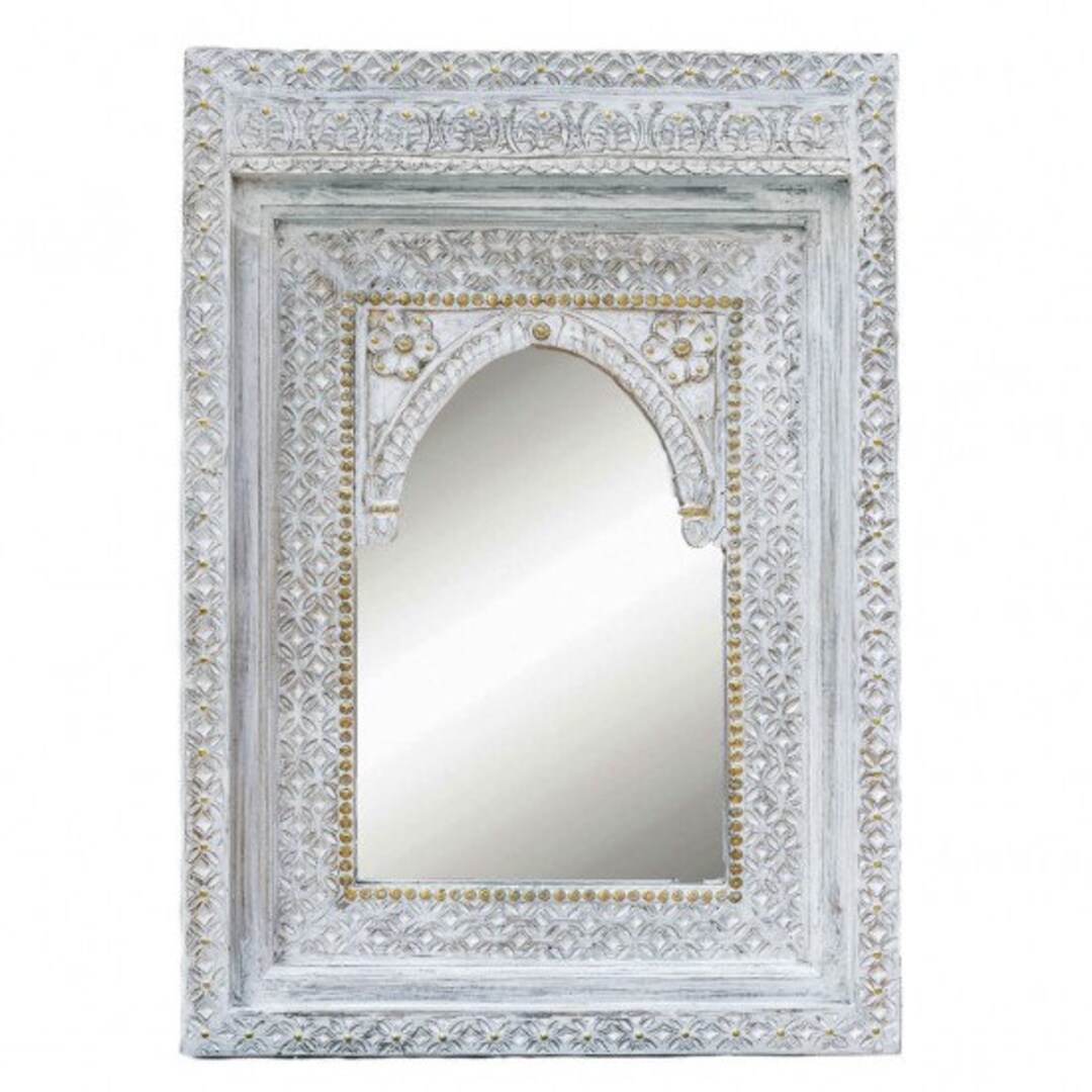 Wooden Distressed White Jharokha Mirror Frame - Etsy
