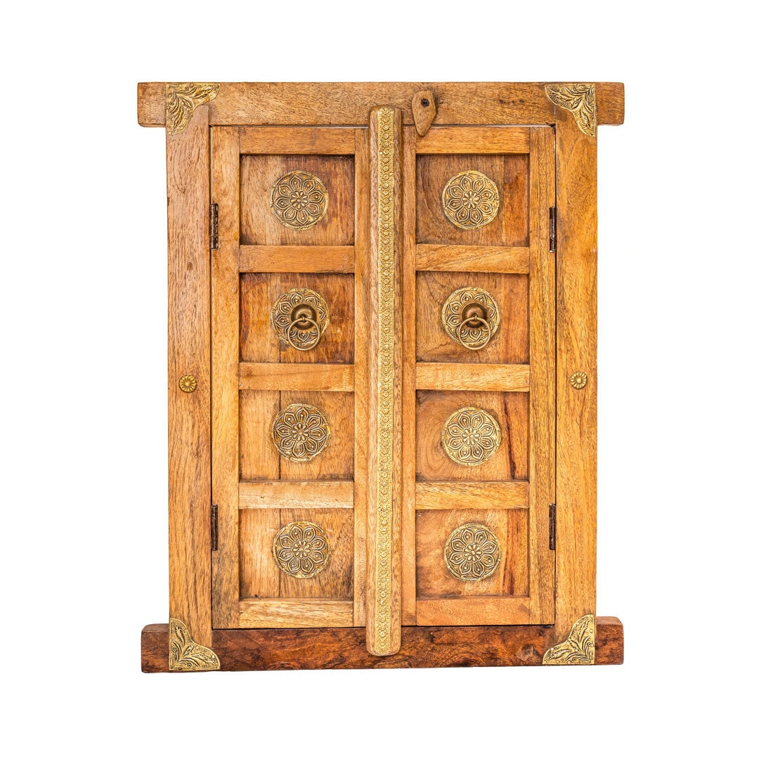 Wooden Khidki With Brass Handles - Wall Decor - Etsy