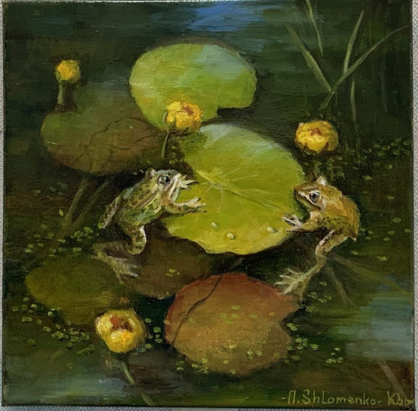 Frogs. Oil Painting on Stretched Canvas, Unframed. Signed by Artist. - Etsy