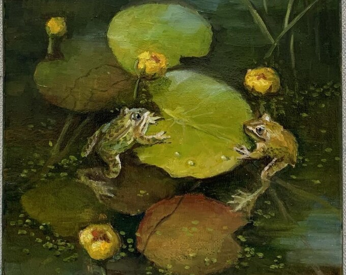 Frogs. Oil Painting on Stretched Canvas, Unframed. Signed by Artist. - Etsy