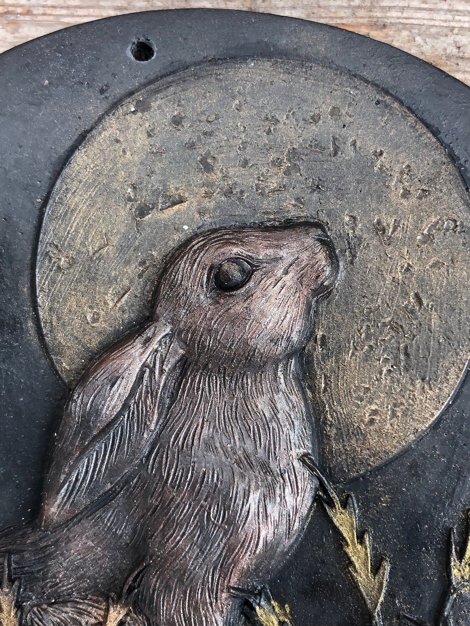 Harvest Moon Hare in Wheat Field Plaque Wall Altar Decoration ...