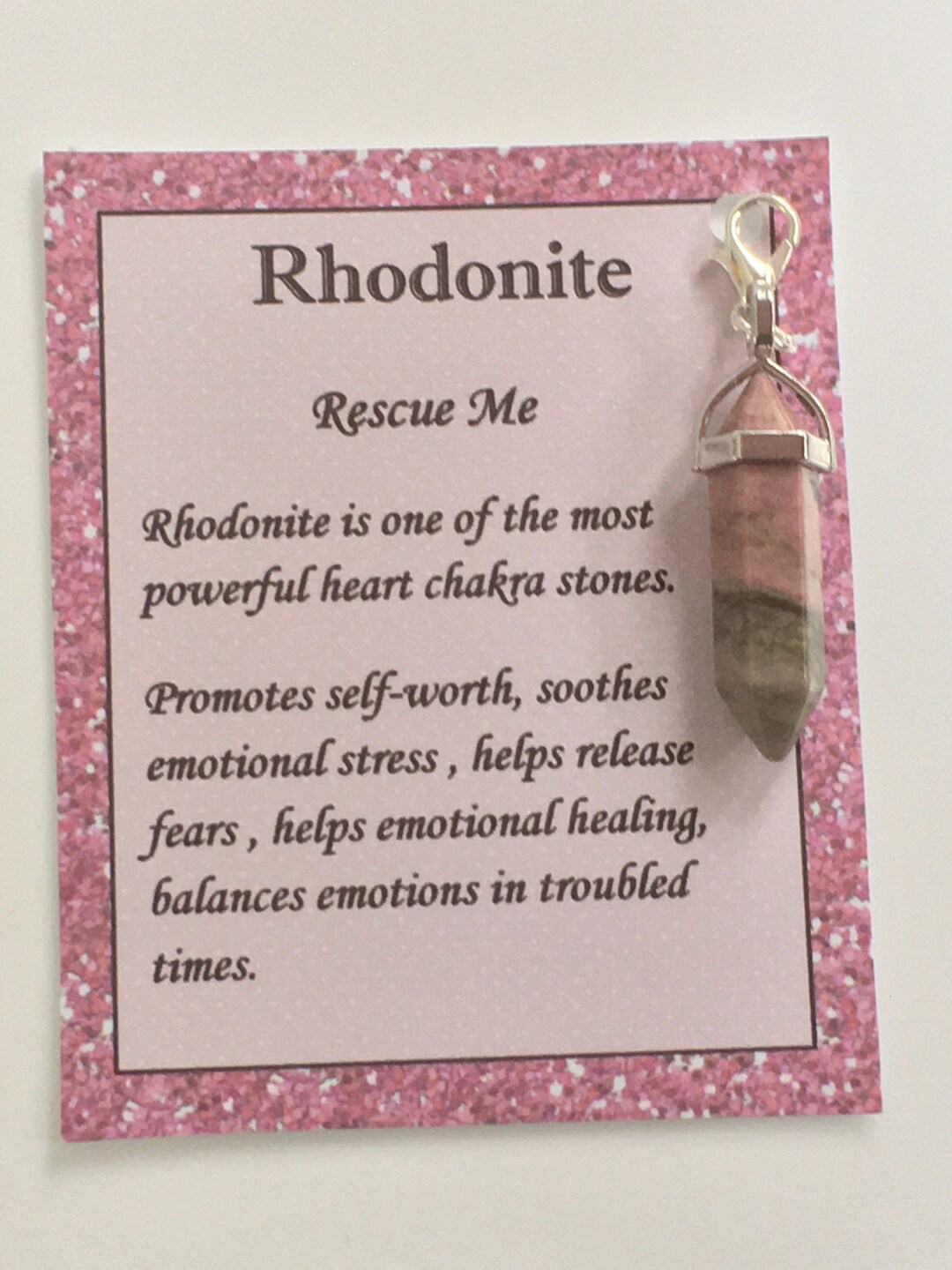 Rhodonite Crystal Wand Clip, Heart Chakra Stone, Emotional Support - Etsy