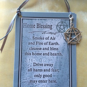 Home Protection Spell Chant Home Blessing Small Card and Pentacle Charm ...