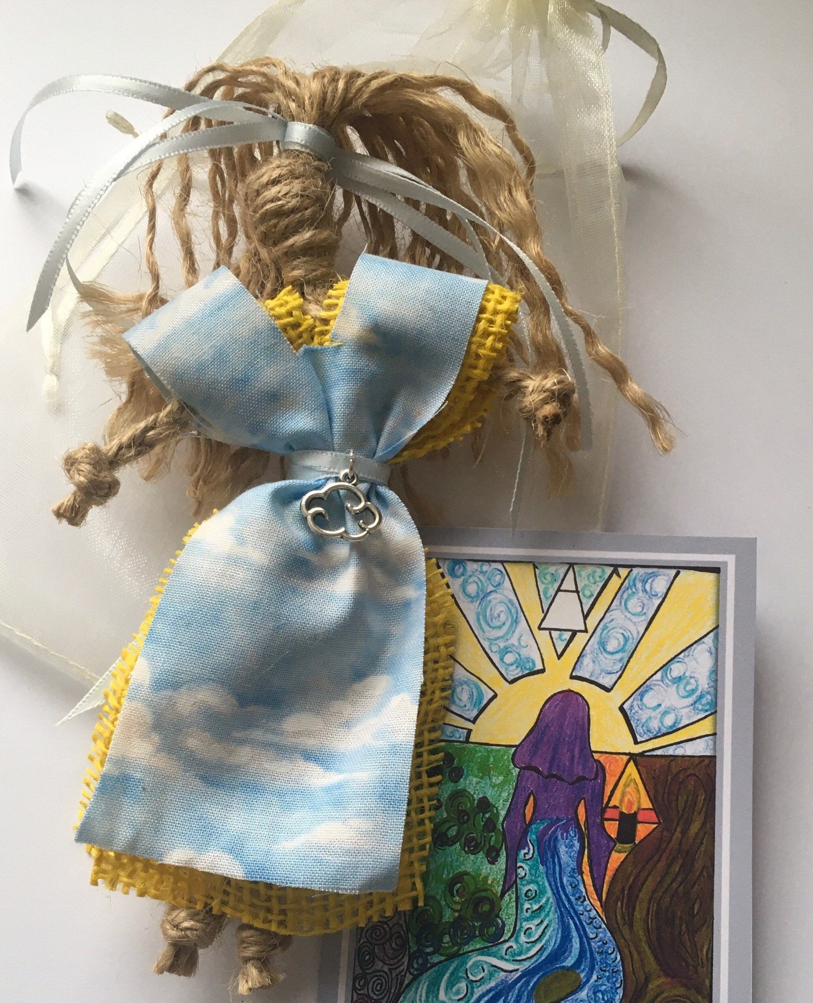 Air Element Witch Poppet Doll: Hessian Fabric, Cloud Charm Gift Set - Etsy