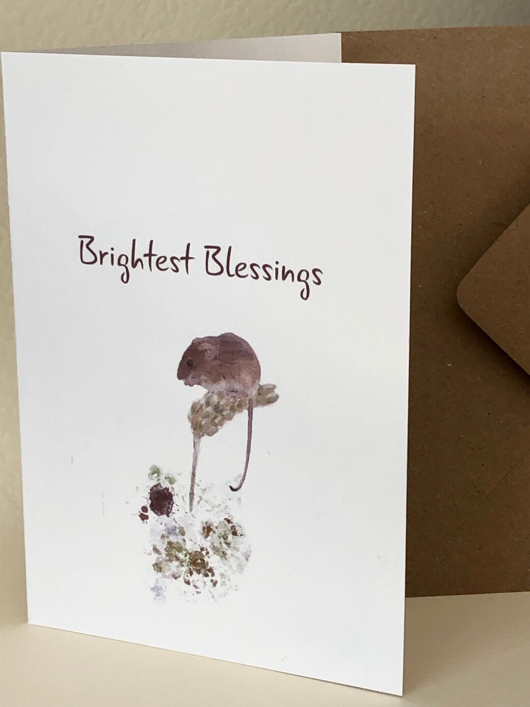 Wildlife Original Art Greeting Card Brightest Blessings Field Mouse ...