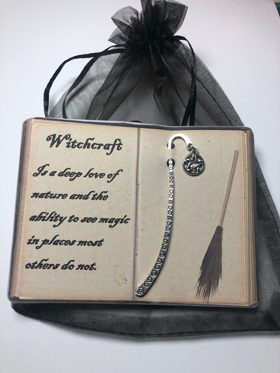 Witchcraft Bookmark Gift Pentacle Charm Gift Bag Included Wiccan Pagan ...