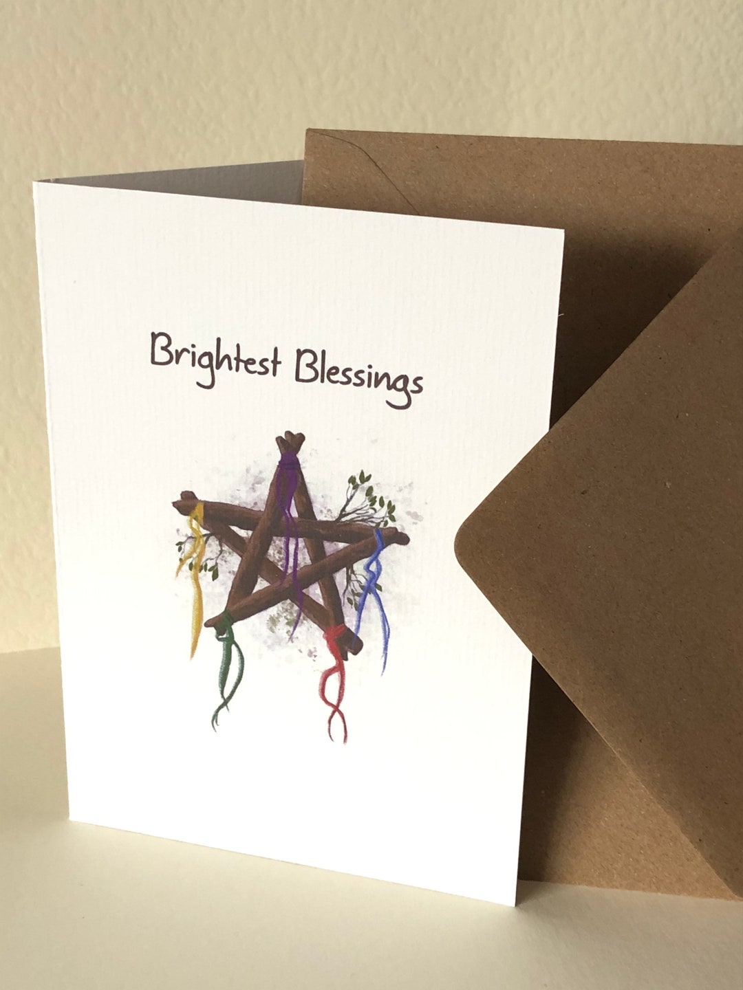 Wooden Pentagram Element Garland Greetings Card Birthday Handfast ...