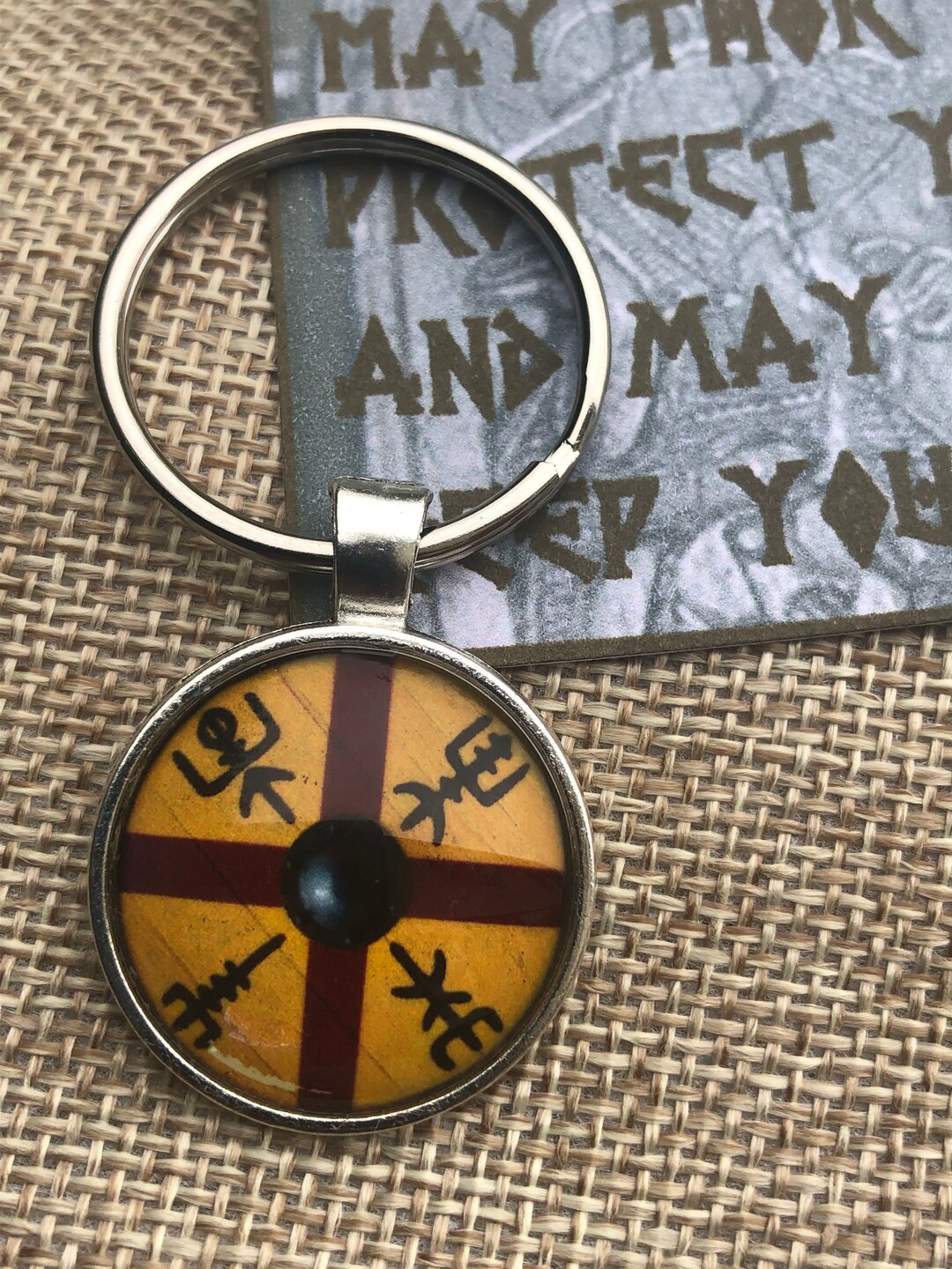 Viking Shield Protection Keyring and Blessing Card Norse Gift Good Luck ...