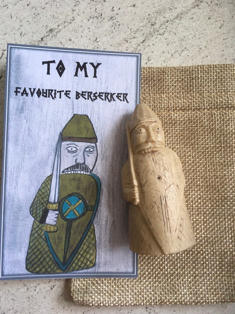 Lewis Chess Piece 8 Cm Beserker Shield Biter Isle of Lewis Viking Yule ...