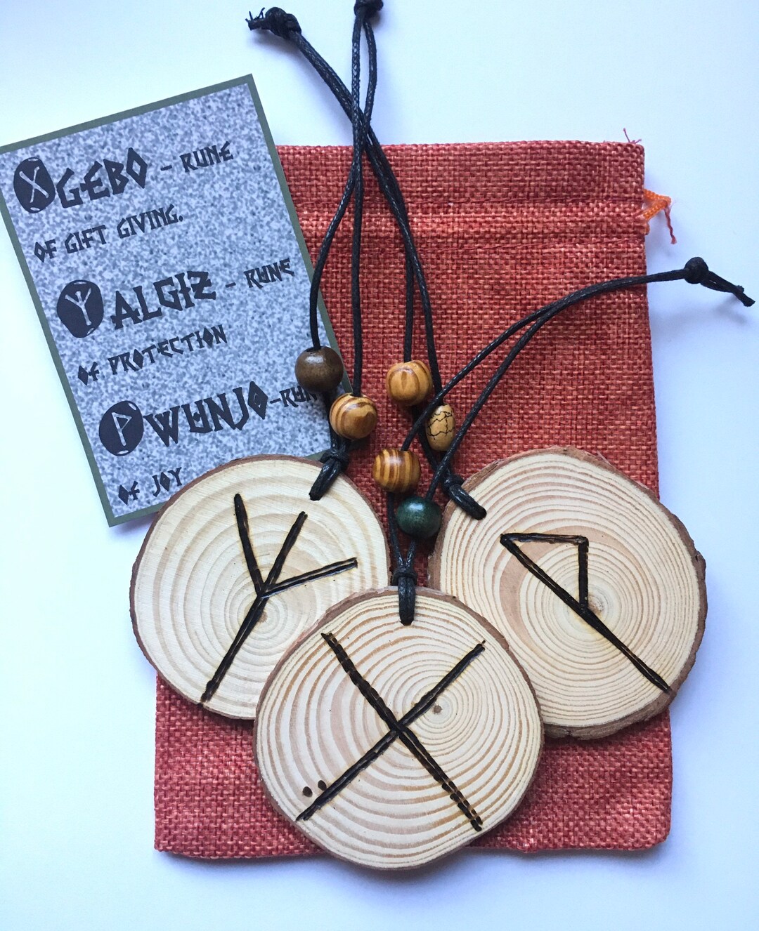 Viking Norse Rune Hanging Decorations Yule Ornaments Wooden Tree ...