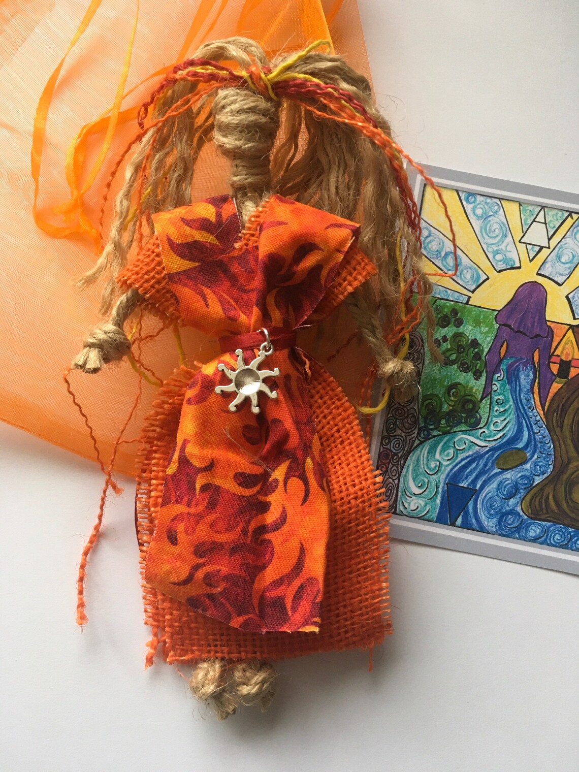 Kitchen Witch Doll Poppet Elemental Witch Companion Fire Witch Gift Set ...