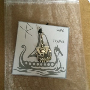 Viking Norse Safe Travel Ship Charm With Card and Bag Safe Travel Rune ...