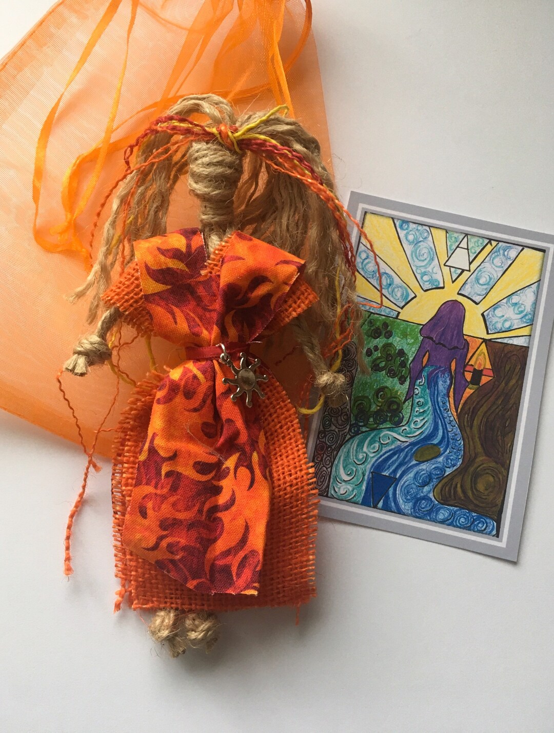 Kitchen Witch Doll Poppet Elemental Witch Companion Fire Witch Gift Set ...