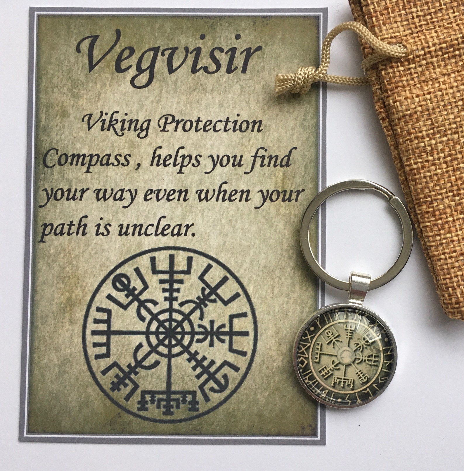 Vegvisir Key Ring Charm Protection Viking Compass Good Luck - Etsy