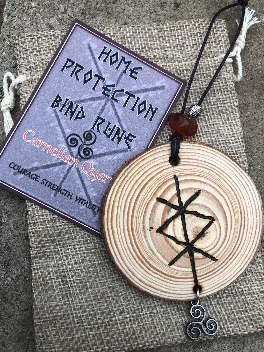 Viking Bind Rune Home Protection Hanging Decoration Carnelian ...