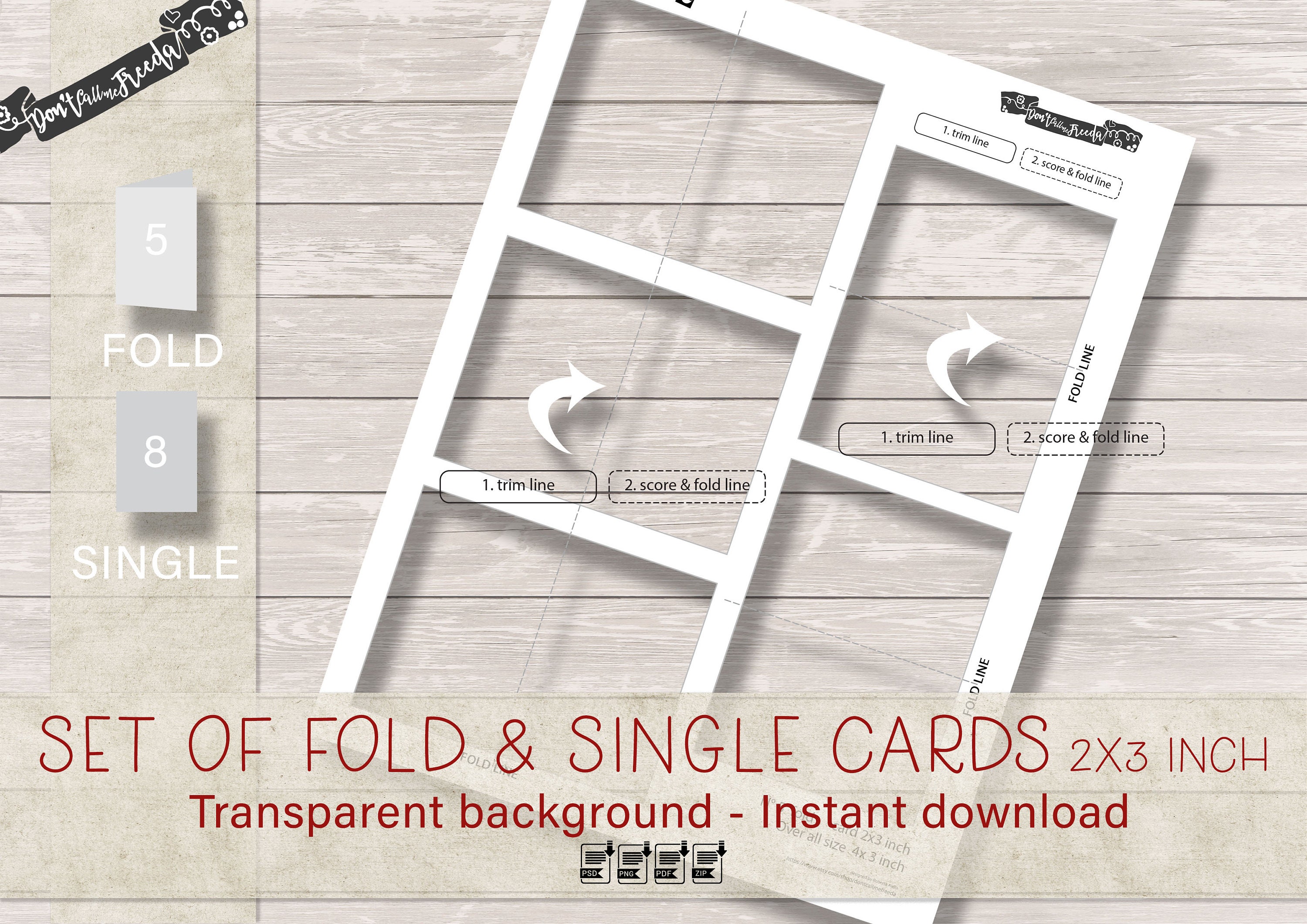 Set of single and fold 2x3 inch cards digital template 1 free | Etsy