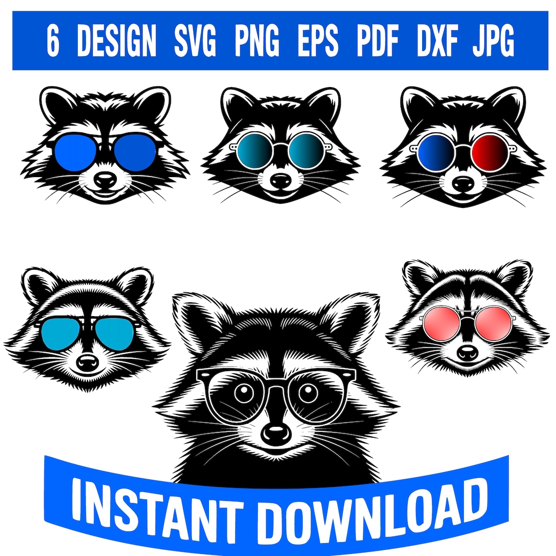 Raccoon Wearing Sunglasses Svg Png Dxf Eps | Cool Raccoon Bundle Cricut ...
