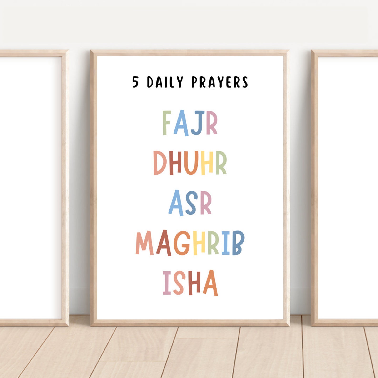 5 Daily Prayers Islamic Wall Art 5 Salahs Printable Kids Islamic ...
