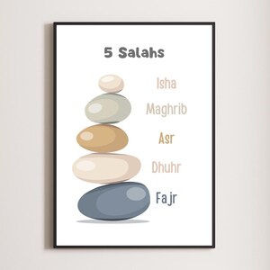 5 Daily Salahs Kids Digital Printable Educational Islamic Wall Art for ...