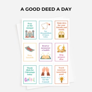 Ramadan Good Deed Cards for Kids Printable Islamic Activity 30 Daily ...