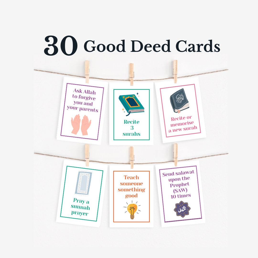 Good Deeds Cards for Muslim Kids Printable Islamic Flash Cards Muslim ...