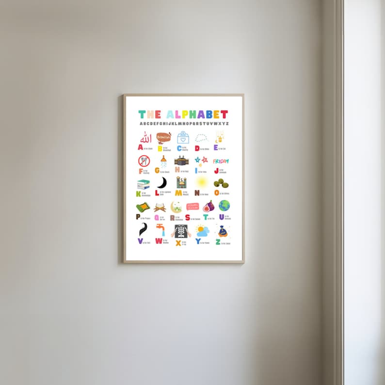 Kids Islamic Alphabet Poster Printable Islamic Wall Art Muslim Nursery ...