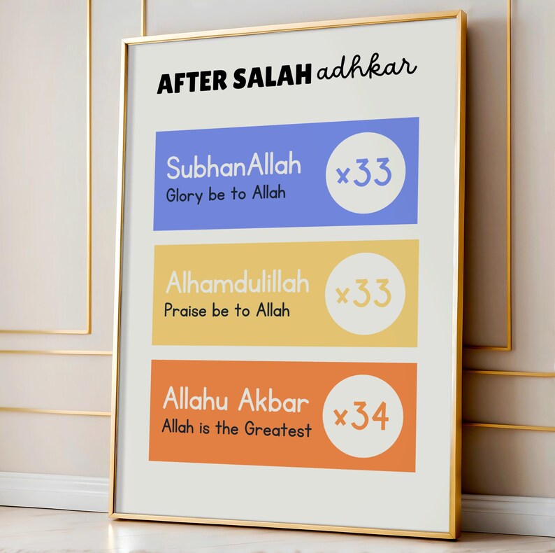 After Salah Adhkar Islamic Printable Dhikr Poster for Kids Muslim ...