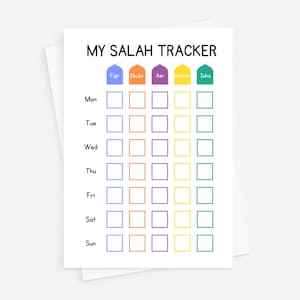 Salah Tracker Islamic Kids Printable Weekly Prayer Tracker Muslim ...