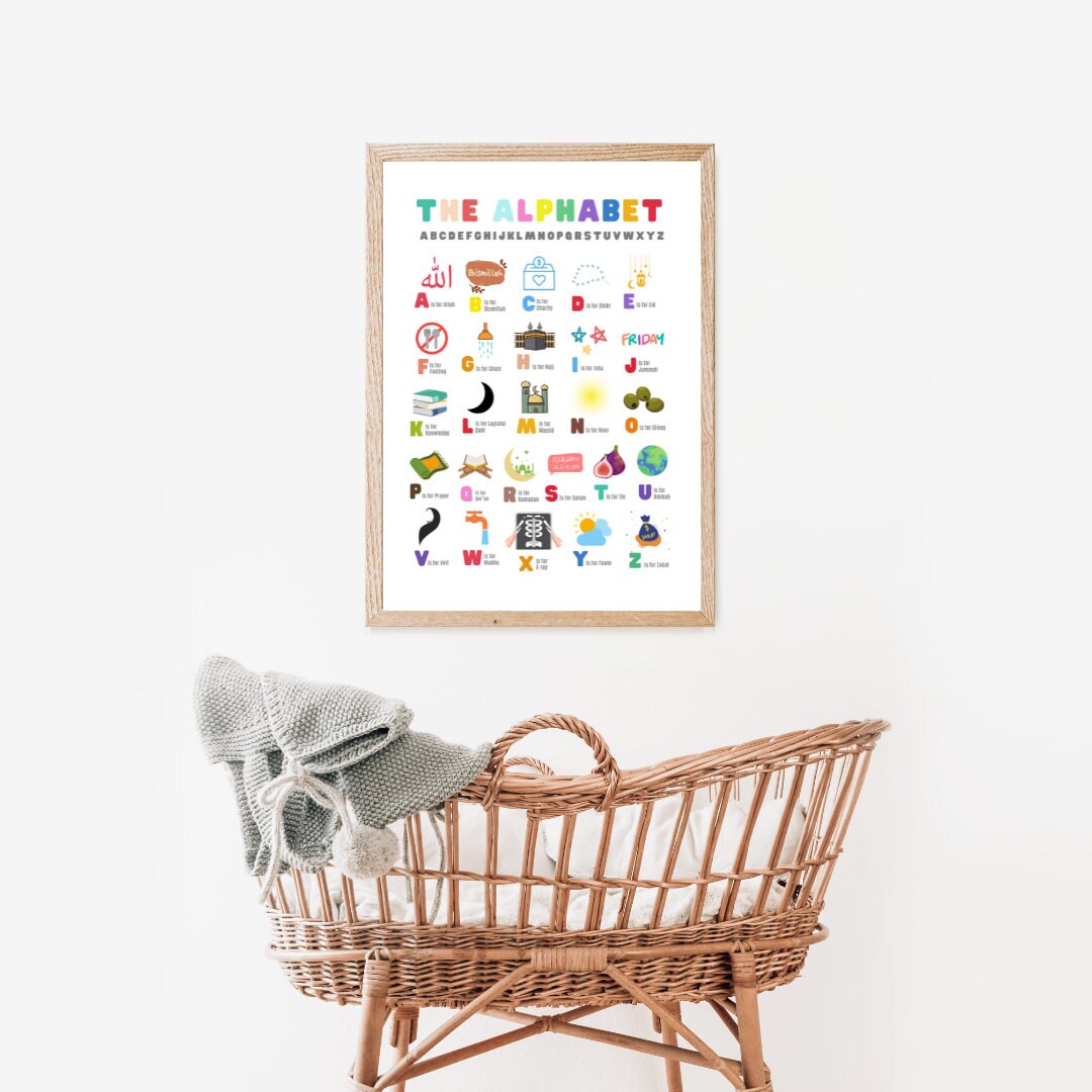 Kids Islamic Alphabet Poster Printable Islamic Wall Art Muslim Nursery ...