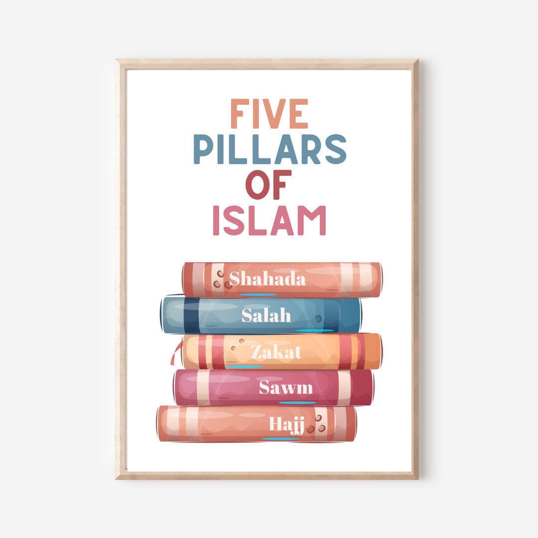 5 Pillars of Islam Wall Art Printable Muslim Kids Educational Poster ...
