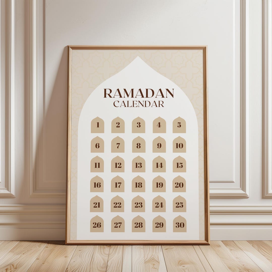 Ramadan Calendar Printable Wall Art - Minimalist Ramadan Countdown ...