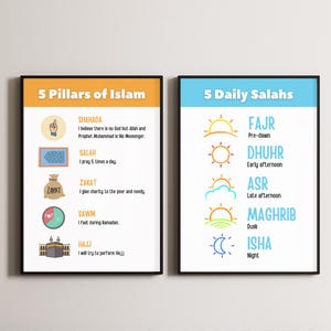 5 Daily Salahs and 5 Pillars of Islam Kids Digital Printable Set ...