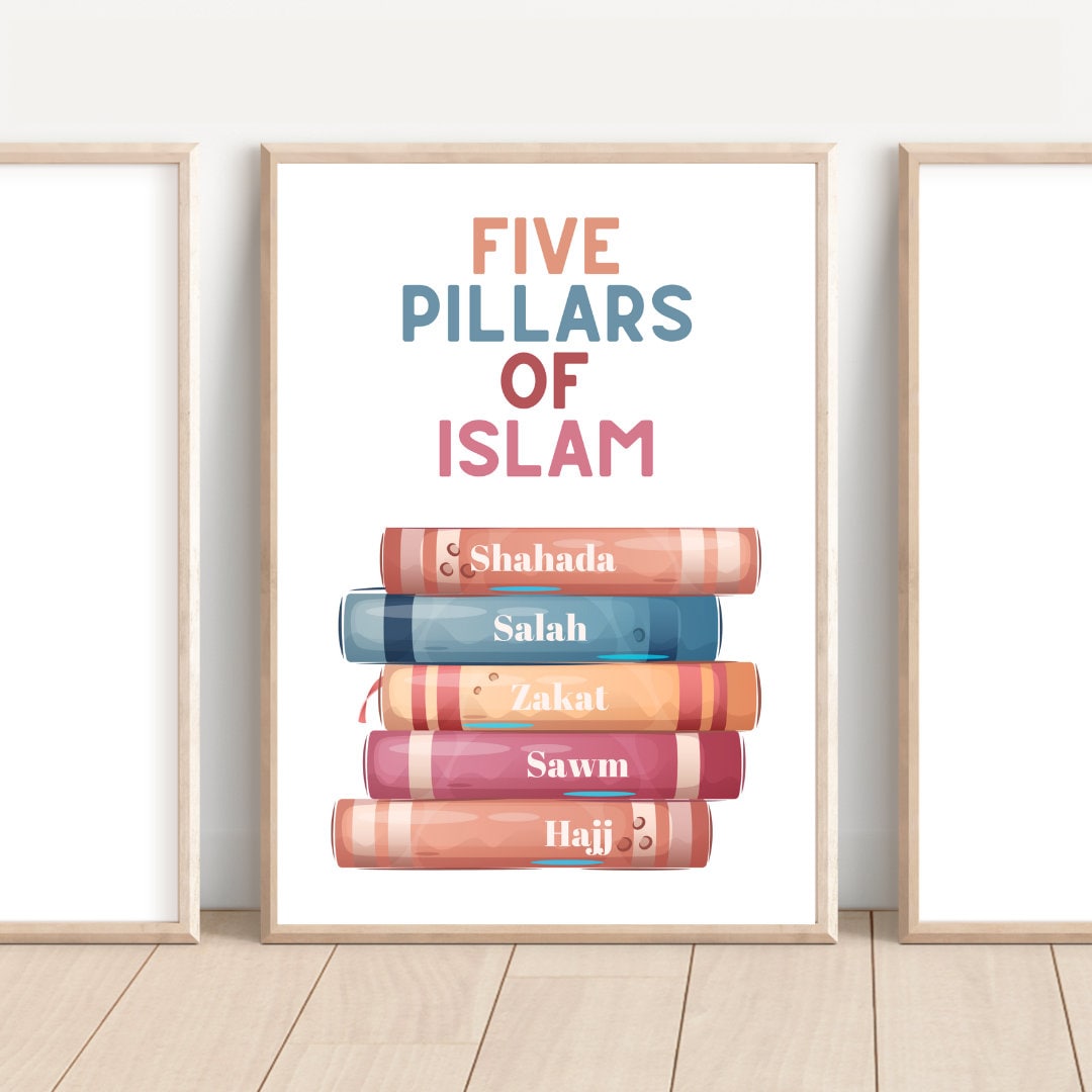 5 Pillars of Islam Wall Art Printable Muslim Kids Educational Poster, Islamic Printable, Islamic ...