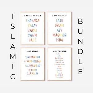 Islamic Educational Kids Bundle Printable Set | 5 Pillars of Islam 5 ...
