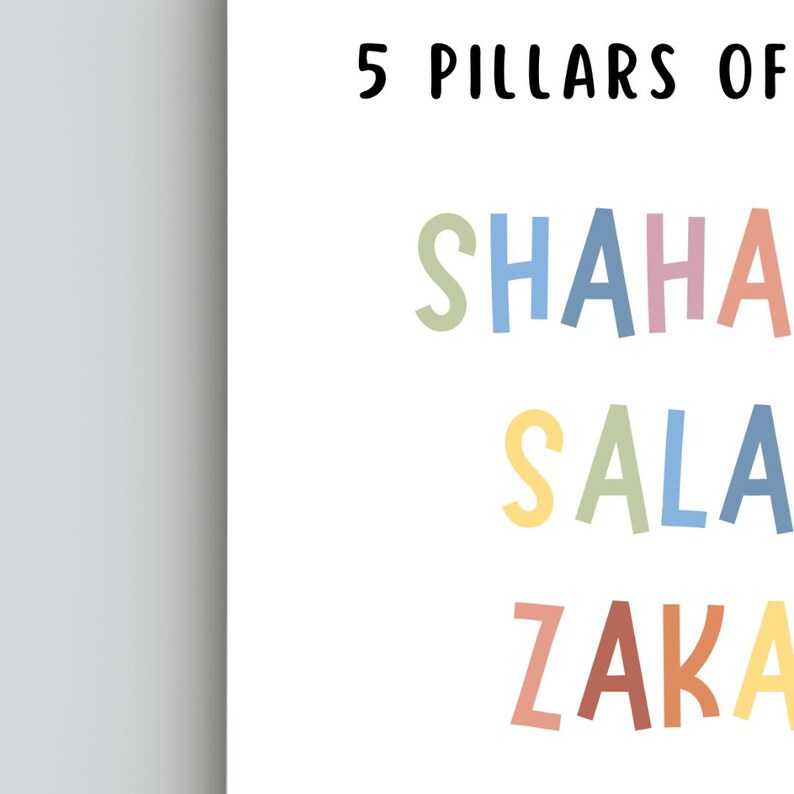 Five Pillars of Islam Poster Islamic Studies Printable Muslim Classroom ...