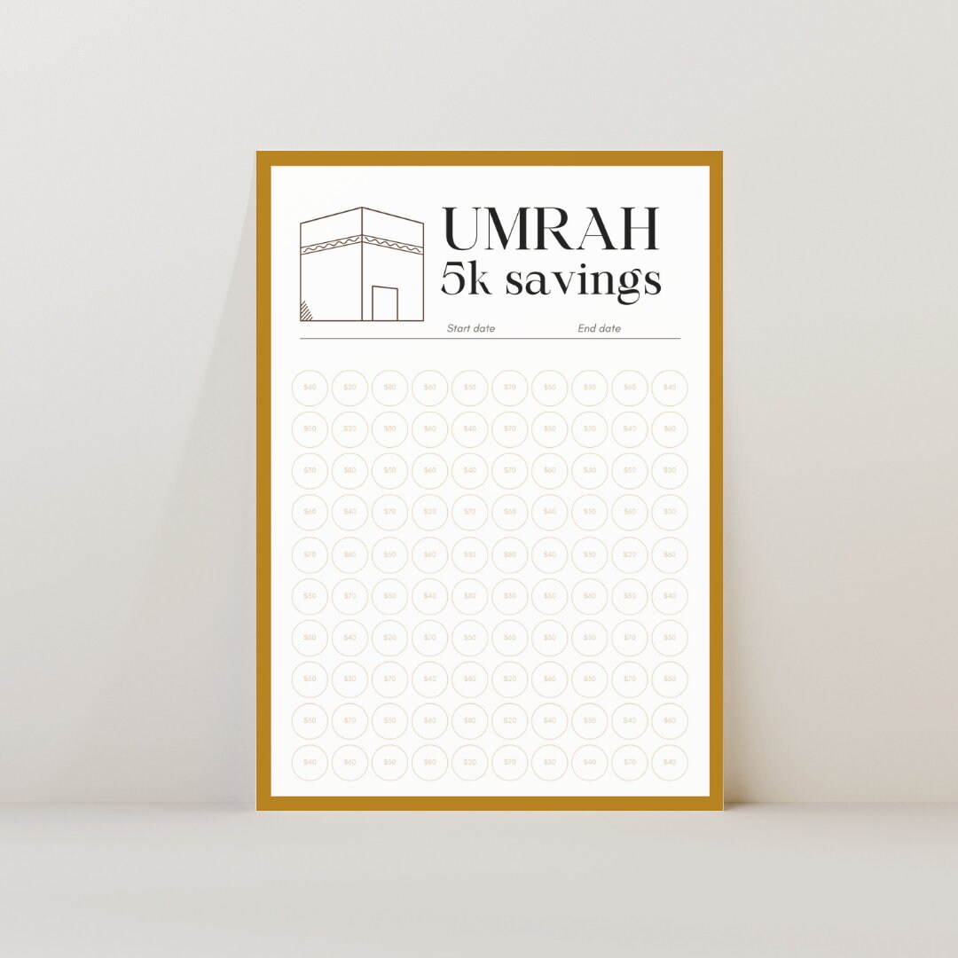 Umrah Savings Tracker Printable Omra Savings Goal Sheet Islamic ...