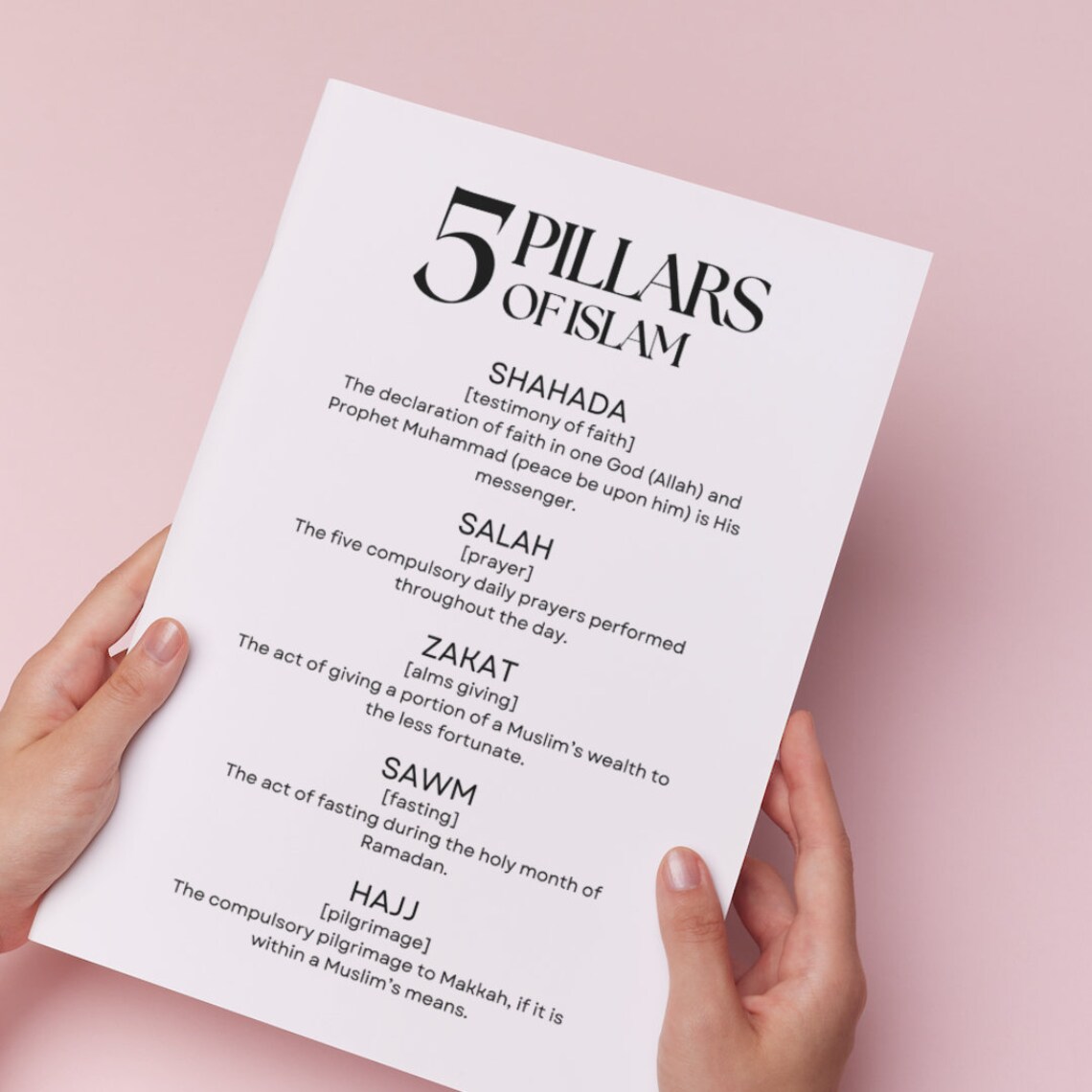 5 Pillars of Islam Wall Art Printable Minimalist Islamic Educational ...