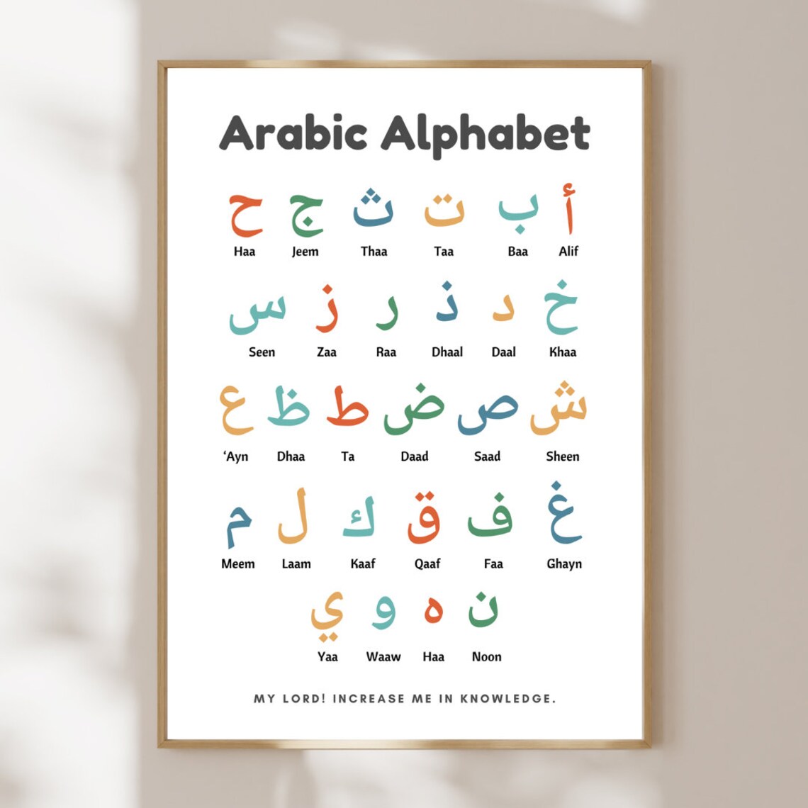 Arabic Alphabet Poster Alif Ba Ta Islamic Wall Art Islamic Poster Kids ...