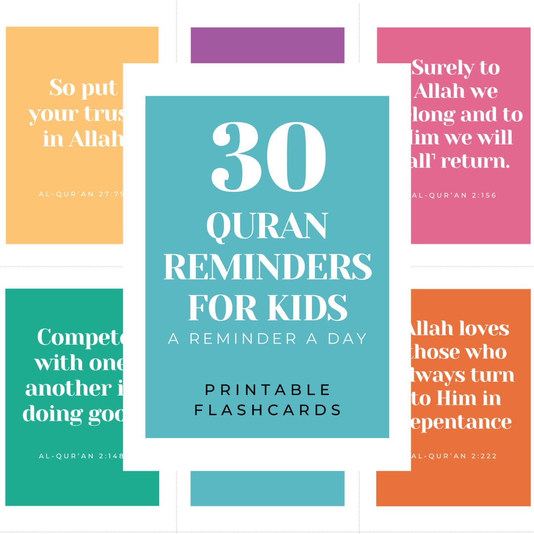 30 Quran Reminder Flashcards Kids Ramadan Printables, Islamic ...