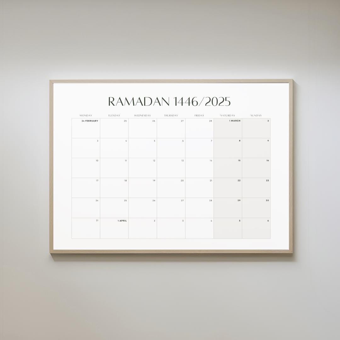 Minimalist Ramadan 1446 Calendar Printable Islamic Monthly Planner ...