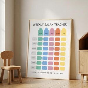 Weekly Salah Tracker Islamic Wall Art Prayer Tracker Printable Muslim ...