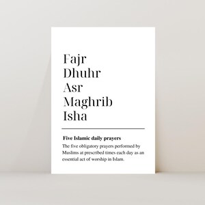 Five Daily Prayers Wall Art Islamic Printable Muslim Home Decor Salah ...