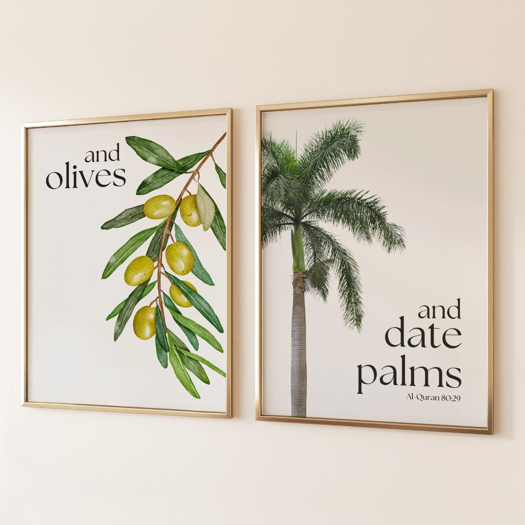 Quran Wall Art Set Date Palm and Olive Botanical Islamic Printable ...