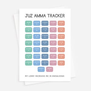 Juz Amma Tracker Islamic Printable Quran Memorization Chart Muslim ...