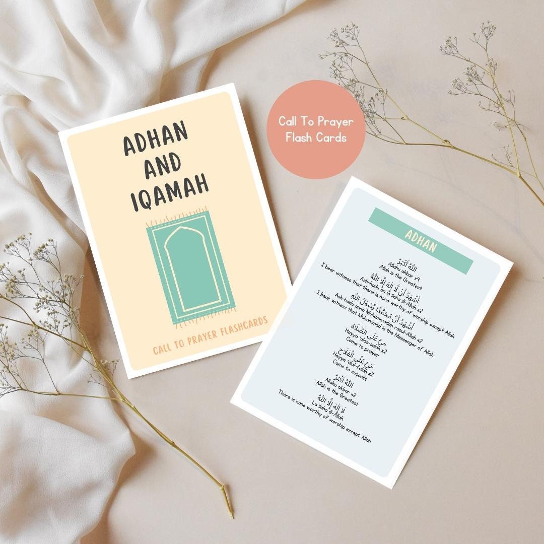 Learn the Adhan and Iqamah Flashcards Printable Islamic Call to Prayer ...