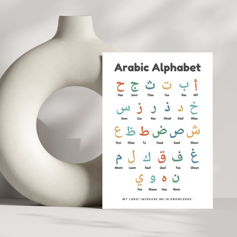 Arabic Alphabet Poster Alif Ba Ta Islamic Wall Art Islamic Poster Kids ...