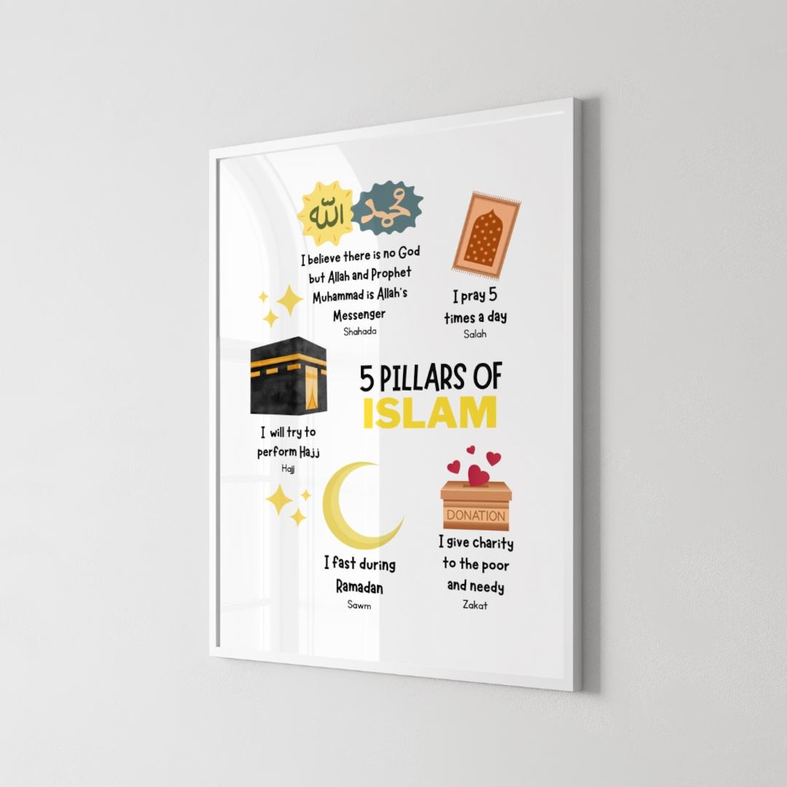 5 Pillars of Islam Digital Printable Islamic Kids Wall Art Muslim ...