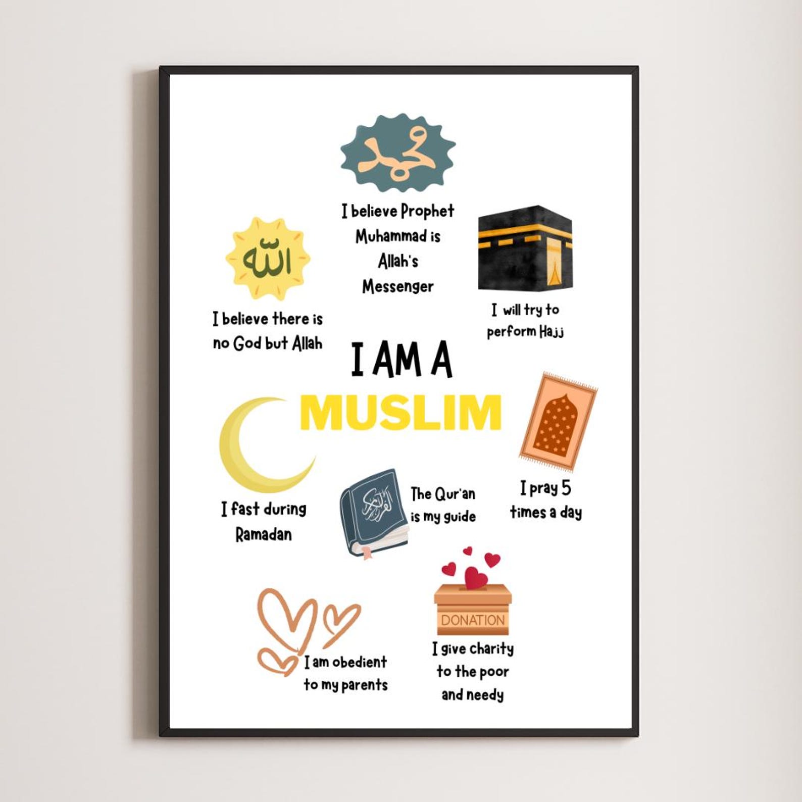 I Am A Muslim Islamic Wall Art Printable Kids Educational Islamic ...