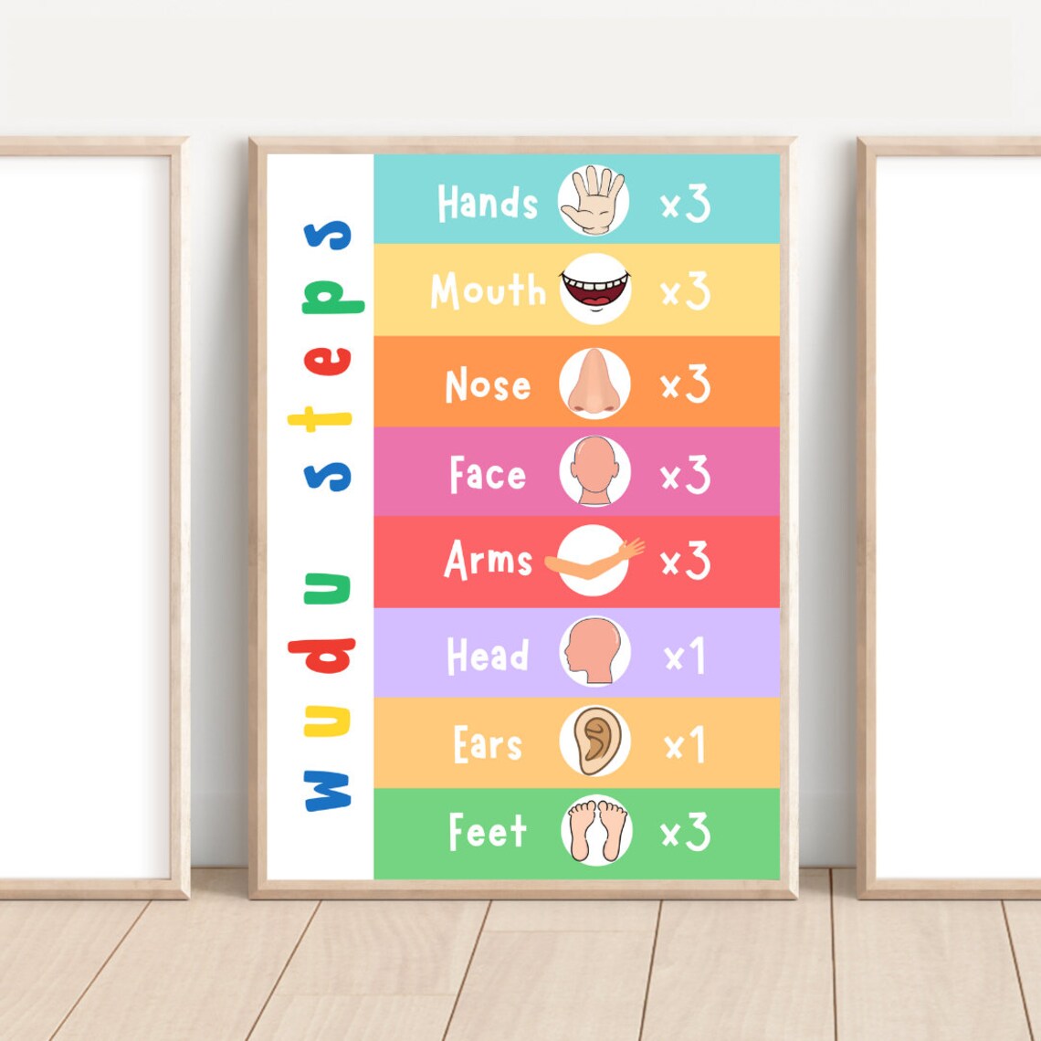 Kids Salah Islamic Educational Poster Bundle Wudu Steps and 5 Salahs ...