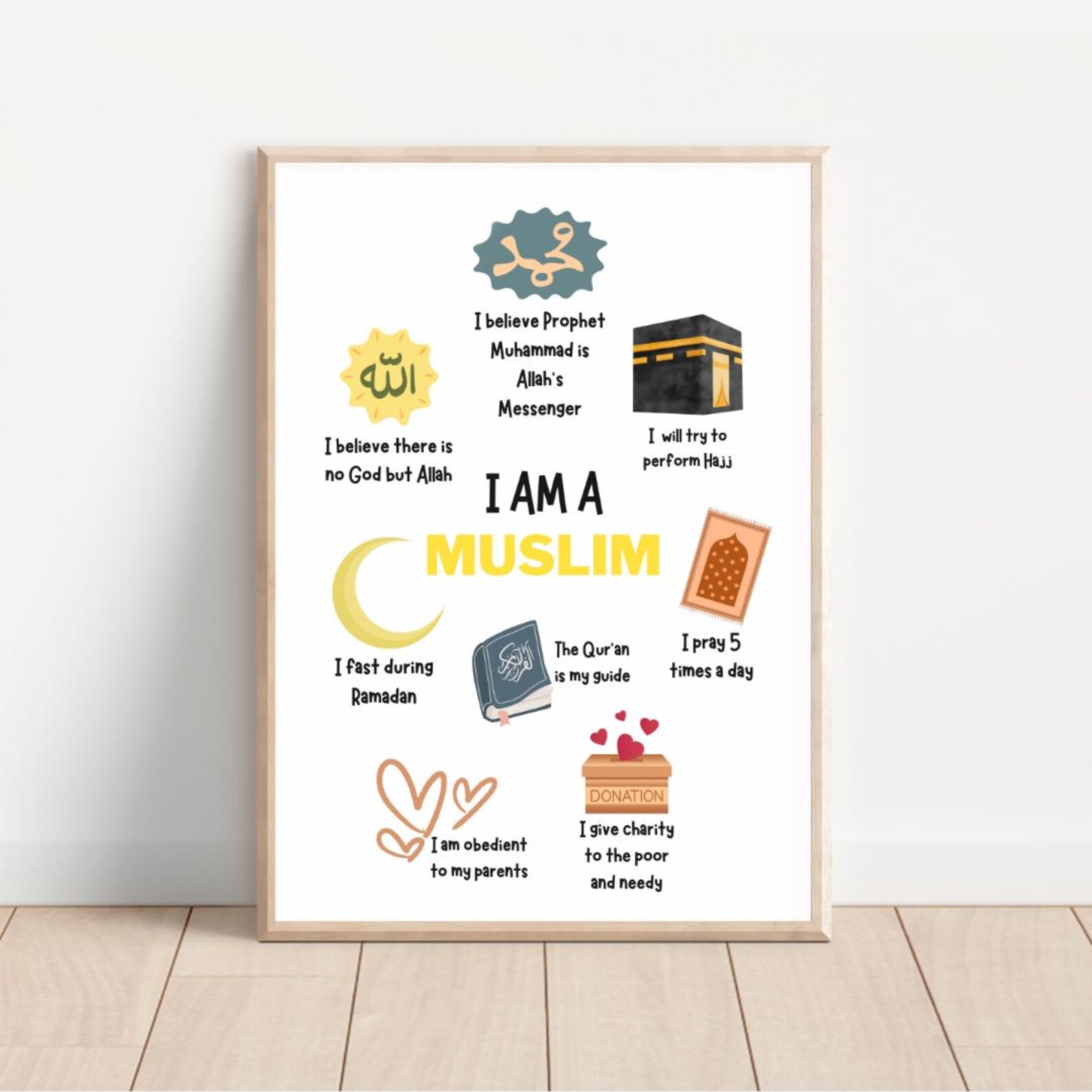 I Am A Muslim Islamic Wall Art Printable Kids Educational Islamic ...